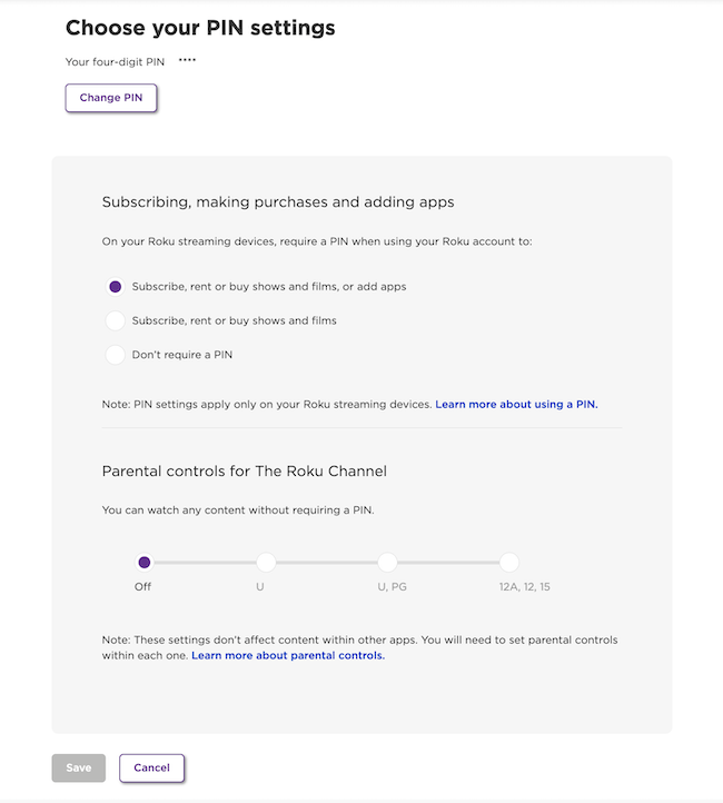 How to create, change, or remove your Roku PIN|Create, change, or ...
