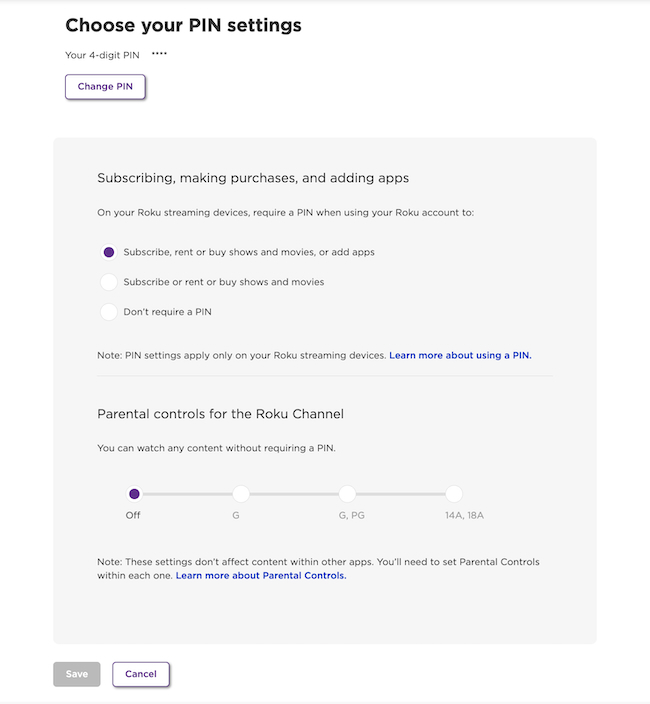 How to create, change, or remove your Roku PIN|Create, change, or ...